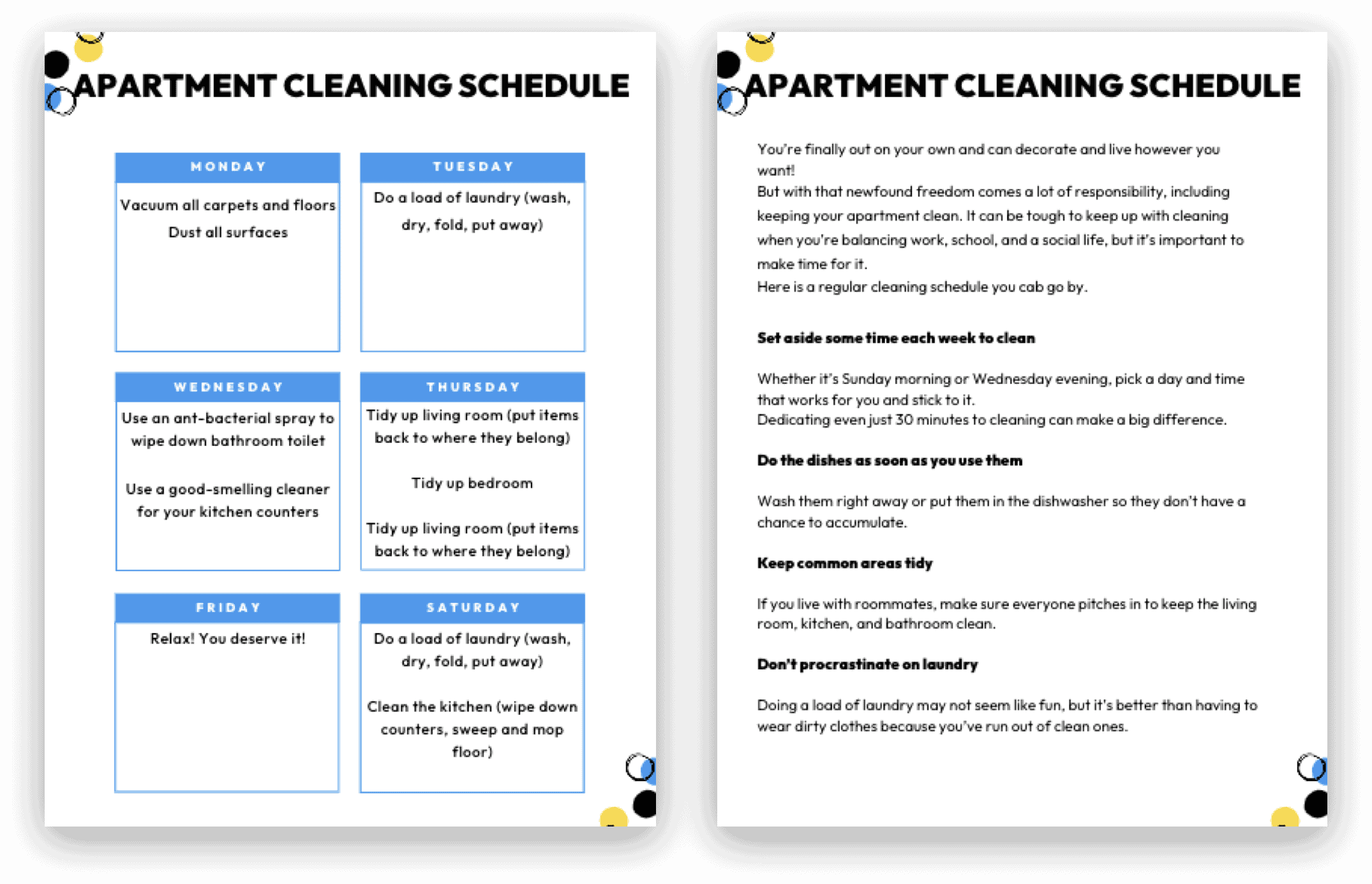 Easy Small Apartment Cleaning Schedule (Checklist You Can Follow)